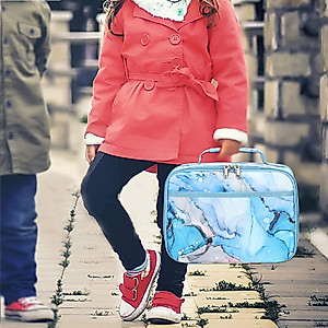 LEDAOU Lunch Box Kids Boys Girls Cute Insulated Lunch Box Reusable Lunch Bag Meals Tote Lunchbox for School Picnic Travel (W-Marble 52)