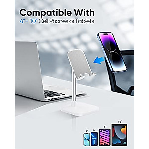 narmle Cell Phone Stand, Adjustable Phone Stand for Desk, Desktop Phone Holder Stand, Tall Phone Stand Cradle Compatible with iPhone, Galaxy and All Smart Phones