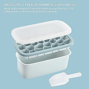 Atopov Ice Cube Trays with lid and Ice Bucket Ice Cube Trays Molds Easy-Release Silicone & Flexible 26-Ice Cube Trays Cocktail Whiskey ice cube tray (Blue)