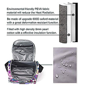 Kids Lunch Bag insulated Lunch Box Lunch Organizer Cooler Bento Bags for School Work/Girls Boys Children Student Women with Adjustable Strap and Zip Closure Travel Lunch Tote, Front Pocket (purple)