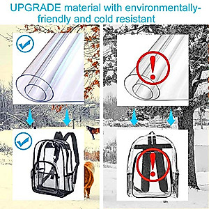 gxtvo Clear Backpack, Heavy Duty Transparent Bookbag, See Through Backpacks for Women Men - Black