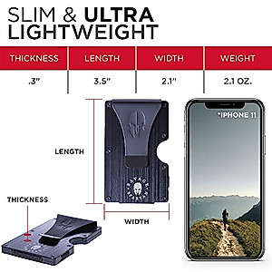 SAVAGE SPARTAN Tactical Wallet | Slim Minimalist RFID Blocking Aluminum Metal Credit Card Holder With Money Clip for Men (Black)