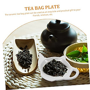 KICHOUSE Ceramic Tea Bag Saucer White Serving Tray Chinese Tea Bags Appetizer Serving Tray Side Dishes Decorative Teabag Dish Tea Bag Stand Multi-Function Teabag Holder Tea Bag Holder White