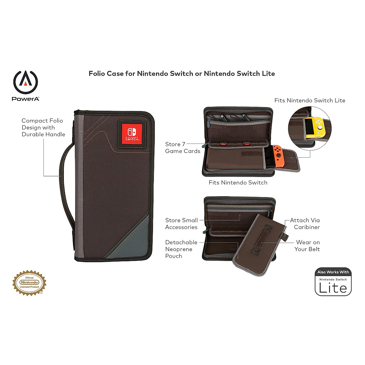 PowerA Clutch Case for Nintendo Switch or Nintendo Switch Lite - Pikachu & Eevee, Carrying Case, Storage Case, Console Case - Nintendo Switch
