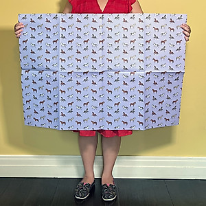 REVEL & Co Equus Horse Birthday Gift Wrap by Hoot LeRoux—Horse Wrapping Paper Folded flat, 27 x 39 inches