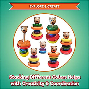 KIDS KORNER Baby Toys Wooden Stacking Rings - Bilingual Educational Toys for 2 Year Old | Learn Rainbow Colors in English & Spanish with Toddler Games Learning Activities Ebook