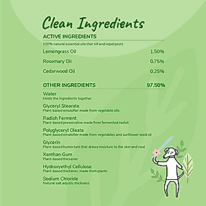 kin+kind Plant-Based Flea & Tick Spray for Dogs and Cats with Lemongrass - Essential for Flea & Tick Treatment - Flea Spray for Dogs and Cats - Pet Supplies 12 fl oz