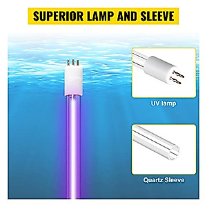 VEVOR Water Purifier Filter, for Whole House Water Purification, 12GPM 110V 55W, 2 Extra Lamps + 1 Extra Quartz Sleeve