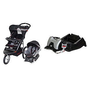 Baby Trend Expedition LX Travel System, Millennium + Baby Trend EZ Flec Loc 32 Infant Car Seat Base, Black
