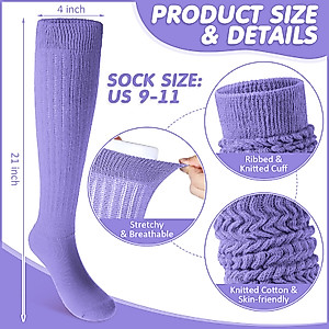 JaGely 6 Pairs Long Slouch Socks for Women Soft Thick Stacked Socks Scrunchie Socks Size 9 to 11, 6 Neon Colors Socks Bulk(Light Pink, Blue, Red, Light Purple, Brown, Dark Gray)