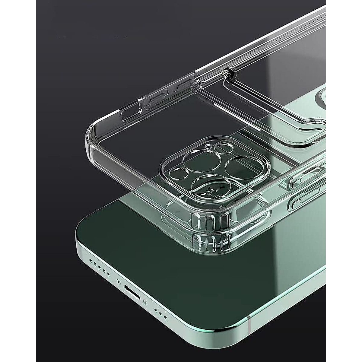 Xerial Compatible with iPhone 13 Mini case with Card Holder, Clear Card Slot case, Ultra-Thin, Soft, Shockproof, Credit Card Protective Cover for iPhone 13 Mini