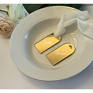Set of 12 Mirror Acrylic Place Cards,Acrylic Mirror Arch Luggage Tags for Wedding Decor, Elegant Table Settings, Personalized Gifts,and Memorable Events (Gold Mirror, 1.5''x3'')