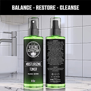Viking Revolution Skin Toner for Men, Facial Toner Spray for Mens Face Care, Toner for Face - Hydrating Toner for Oily Skin, Balancing Toner for Sensitive Skin - Natural Facial Toner for Men (8oz)