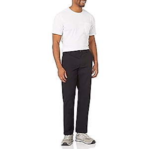 Amazon Essentials Men's Straight-Fit Wrinkle-Resistant Flat-Front Chino Pant, Black, 29W x 32L