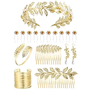 FASACCO Goddess Costume Greek Goddess Accessories Toga Costume Cleopatra Costume for Women