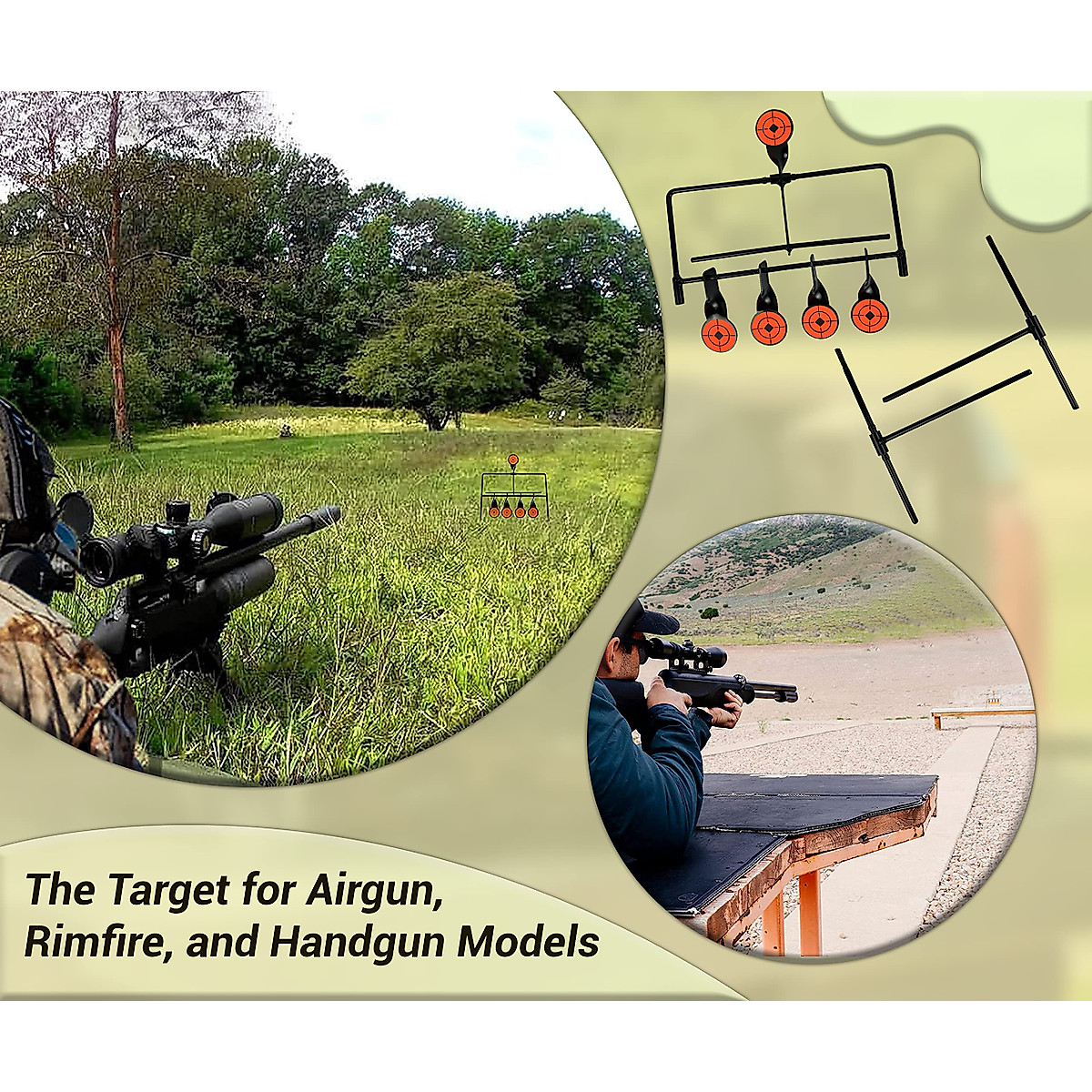 ARSUK Self Resetting Air Rifle Airgun Target for Precision Shooting Practice, Airsoft BB Guns Target Heavy-Duty Metal Frame to Withstand Repeated Shots, Suitable for calibers .177 & .22 Pellets