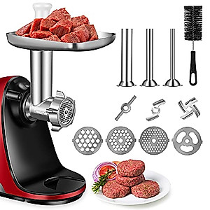 AMZCHEF Slow Masticating Juicer Bundle with Meat Grinder Attachment,Cold Press Juicer With Silent Motor and Reverse Function,with Sausage Stuffer Tubes and Grinding Plates