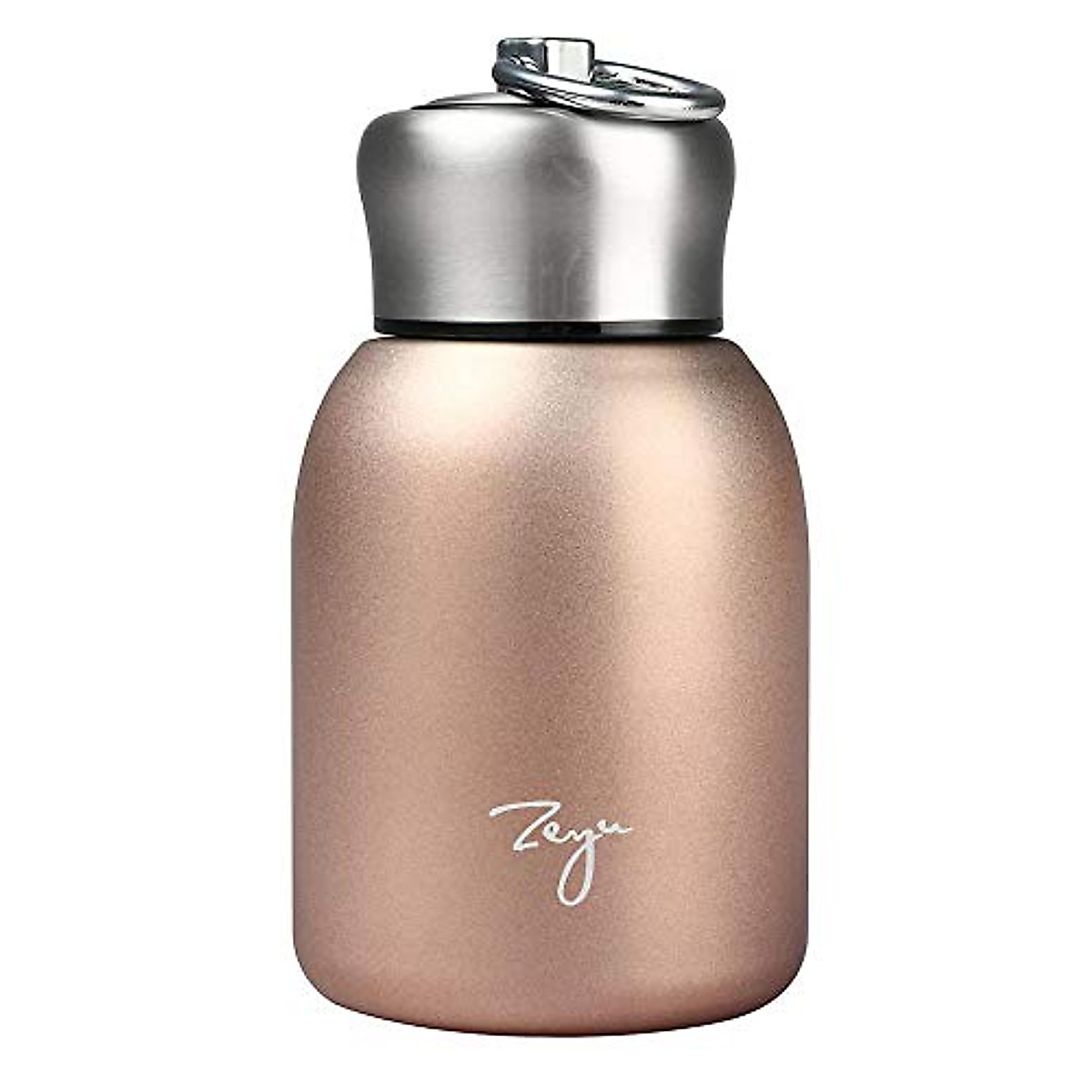 Mini Vacuum Water Bottle, 304 Stainless Steel Water Flask Leak Proof Milk Juice Keep Cold Hot for Portable Sport (Rose Gold)