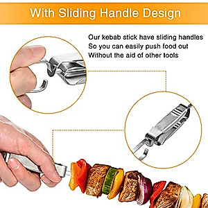 Skewers for Kabobs - Lycklig 17" Metal Skewers for Grilling With Slider, Flat Long 304 Stainless Steel Kabob Skewers, Reusable BBQ Barbecue Shish Kabob Skewers for Meat Shrimp Chicken Veggie (8PCS)