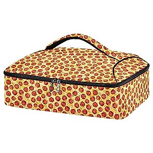 Kigai Italian Sausage Pizza Double Insulated Casserole Carrier For Hot or Cold Food, Expandable Hot Food Carrier Bag, Insulated Food Bag for Parties, Beach, Picnic, Camping