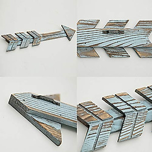 YXMYH Arrow Decor, Blue Wood Arrow Sign Wall Decor - Decorative Farmhouse Home Wall Hanging Decor, 2 Pack