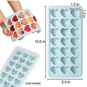 2 Pack Heart Shpaed Ice Cube Trays with Lids, Heart ice Molds, 42 Holes Silicone Heart Ice Cube Molds for Whiskey, Cocktail, Fun Shapes Ice Cubes, Chocolate, Candle, Candy, Jelly, Jello - with Lids