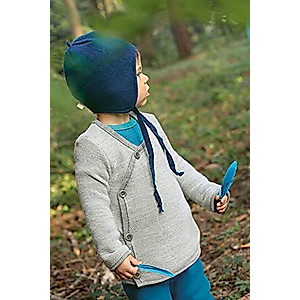 Ecoable Baby Long Sleeve Thermal Cardigan Sweater, Organic Merino Wool, Boys and Girls Sizes Newborn - 2 Years (EU 98-104 | 2-3 Years, Burgundy Rose)