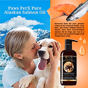 Paws PerX Premium-Pure Salmon Oil; Natural Caught Fish Oil for Dogs & Cats - Omega 3 Pet Supplement for Healthy Coat & Joints - Sustainably Sourced, Cold-Extracted, Human-Grade Quality 2x16 fl oz
