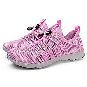 DLGJPA Women's Quick Drying Water Shoes for Beach or Water Sports Lightweight Slip On Walking Shoes Purple 8