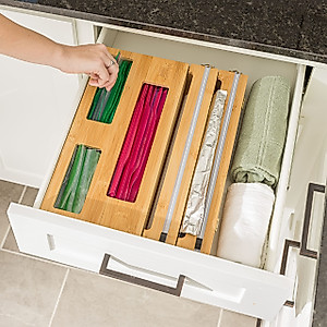 Coler Creek Kitchen Ziplock Bag Organizer | Foil & Plastic Wrap Dispenser | Fits All Size Bags | 2.5 Gallon, 2 Gallon, 1 Gallon, Quart, Sandwich, Snack