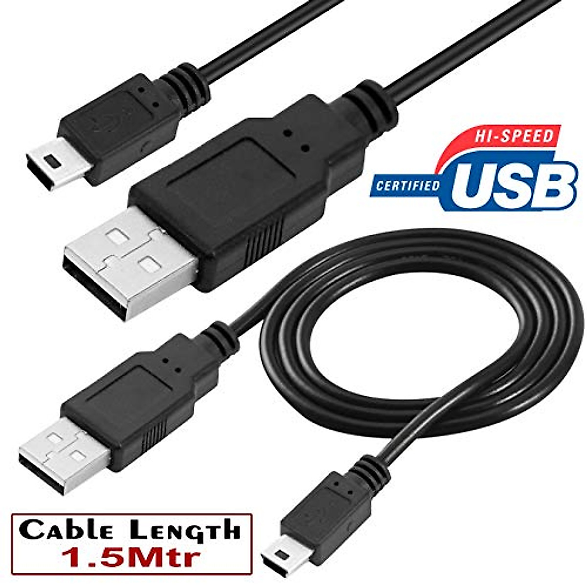 SAITECH IT 10 Pack USB 2.0 A to Mini 5 pin B Cable for External HDDS/Camera/Card Readers/ MP3 Player(150cm - 5Feet - 1.5M) -Black