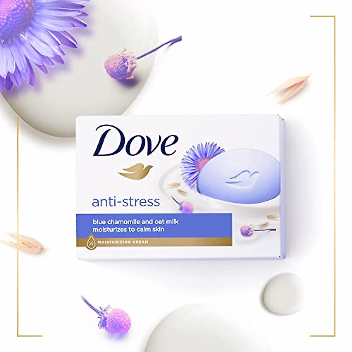 Dove Beauty Bar Gentle Cleanser Moisturizes To Calm Skin Anti-Stress Cream Bar Gentle Bar Soap Cleanser Made With 1/4 Moisturizing Cream 3.75 oz 14 Count