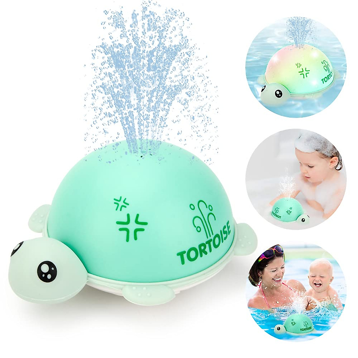 OENUX Baby Bath Toys,Spray Water Bath Toys for Toddlers,Light Up Bathtub Toys with LED Light,Auto Induction Sprinkler Swimming,Pool,Bathroom,Shower Water Toys for Infant,Boys,Girls Kids Age 1-3