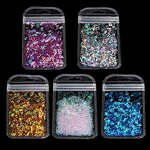 zuarfy 5 Colors Alphabet Holographic Laser- Letters Chunky Glitter Epoxy Resin Festival Chunky Letters Mixed Sequins 2g Per