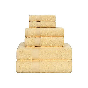 LA HAMMAM 6 Piece Towel Set - 2 Bath Towels, 2 Hand Towels, 2 Washcloths for Bathroom, College Dorm, Kitchen, Shower, Pool, Hotel, Gym & Spa | Soft & Absorbent Turkish Cotton Towel Sets - Yellow