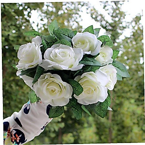 TOSSPER Fake Rose Vine Garland Flower Plants Artificial Hanging Rose Ivy for Home Garden Office Hotel Party Decor