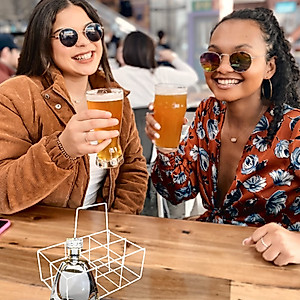 Cabilock Shelf Bracket Beer Bottle Carrier Holder Rack: Metal Wire Basket Wine Bottle Drink Rack Basket Bread Fruit Stand Holder for Snacks Fruits Bread Kitchen Desktop Stand