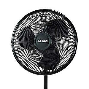 Lasko 16 Inch Oscillating 3 Speed Adjustable Pedestal Stand Fan, Black (2 Pack)