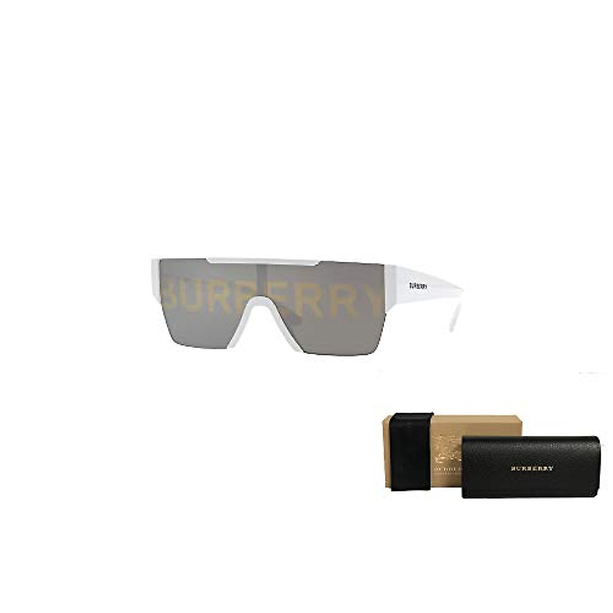 BE4291 3007/H 38MM White/Grey Tam Burberry Silver/Gold Rectangle Sunglasses for Men + BUNDLE With Designer iWear Complimentary Eyewear Kit