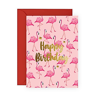 CENTRAL 23 Flamingo Birthday Card - Pink Birthday Cards For Her - Fabulous Gifts For Women Mom Daughter Sister Aunt - Comes With Fun Stickers - Made In The UK - Vegan Ink