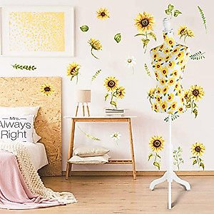 DRDINGRUI Dress Form w/ Stand, Female Mannequin Torso for Dress Jewelry Display, Floral Mannequin Body, Yellow Sunflower