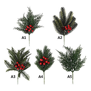 HYLYING 10 PCS Artificial Pine Branches Faux Cedar Sprigs with Pinecones Branch Fake Greenery Pine Picks for Christmas Holiday Winter Home Garden Decor, A1