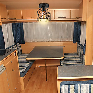 Licperron Hallway Light Fixtures Ceiling Mount, E26 E27 Retro Black Industrial Semi Flush Mount Ceiling Light for Porch Hallway Kitchen Farmhouse Lighting, 2 Pack, RV Light Fixtures, UL Approval