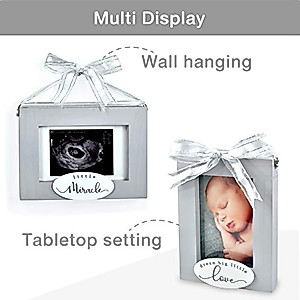 I’m Solid Wood Sonogram Pregnancy Baby Ultrasound 2 Sided Photo Frame, Great for Expecting New Parents Keepsake & Nursery Décor “Little Miracle/Dream Big Little Love" (Gray)