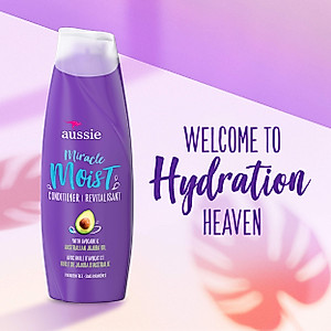 Aussie Paraben-Free Miracle Moist Conditioner w/Avocado & Jojoba Oil For Dry Hair, 12.1 fl oz