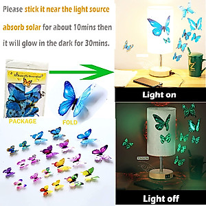 3D Butterfly Stickers, Glow in The Dark Butterfly Decals for Ceiling or Wall Decor, Adhesive 12pcs Butterflies for Kids Bedroom Nursery Living Room, Create a Realistic Butterflyry Home