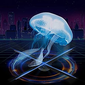 17.7 inch HD 3D Hologram Fan Projector Halloween Display 65s WiFi Bluetooth Can Be Found Projector Lamp 1400P Hi-Resolution Holographic Projector Fan is Best for Business,Store,Shop,Bar(17.7 inch HD)