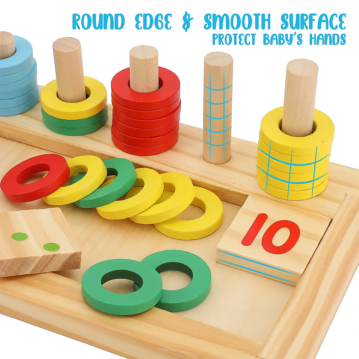 Boxiki kids Wooden Number Blocks. Educational Toy to Boost Kids Intelligence - Montessori, Kindergarten & Preschool Top Choice for Age 3+ Years