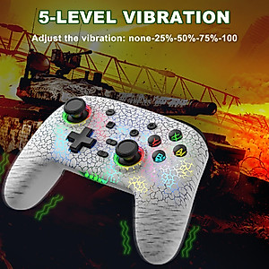 arVin Switch Controller, Wireless Switch Pro Controllers for Switch/Lite/OLED/PS4/PS3/PC/iPhone/Android Remote Gaempad Joystick with Unique Crack/9-Color RGB Light/6-Axis Gyro/Vibration/Turbo/Back Key