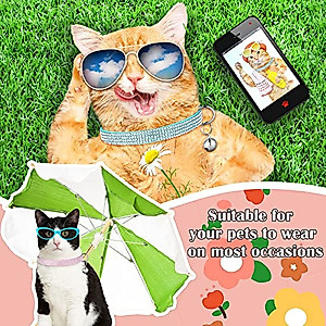 6 Pcs Rhinestones Cat Collar Breakaway Bling Diamond Cat Collar for Girl Boy Cats Collar with Bell Soft Velvet Adjustable Safety Shine Collar for Cat Puppy (Lovely Color, 7.9-9.8 inch)